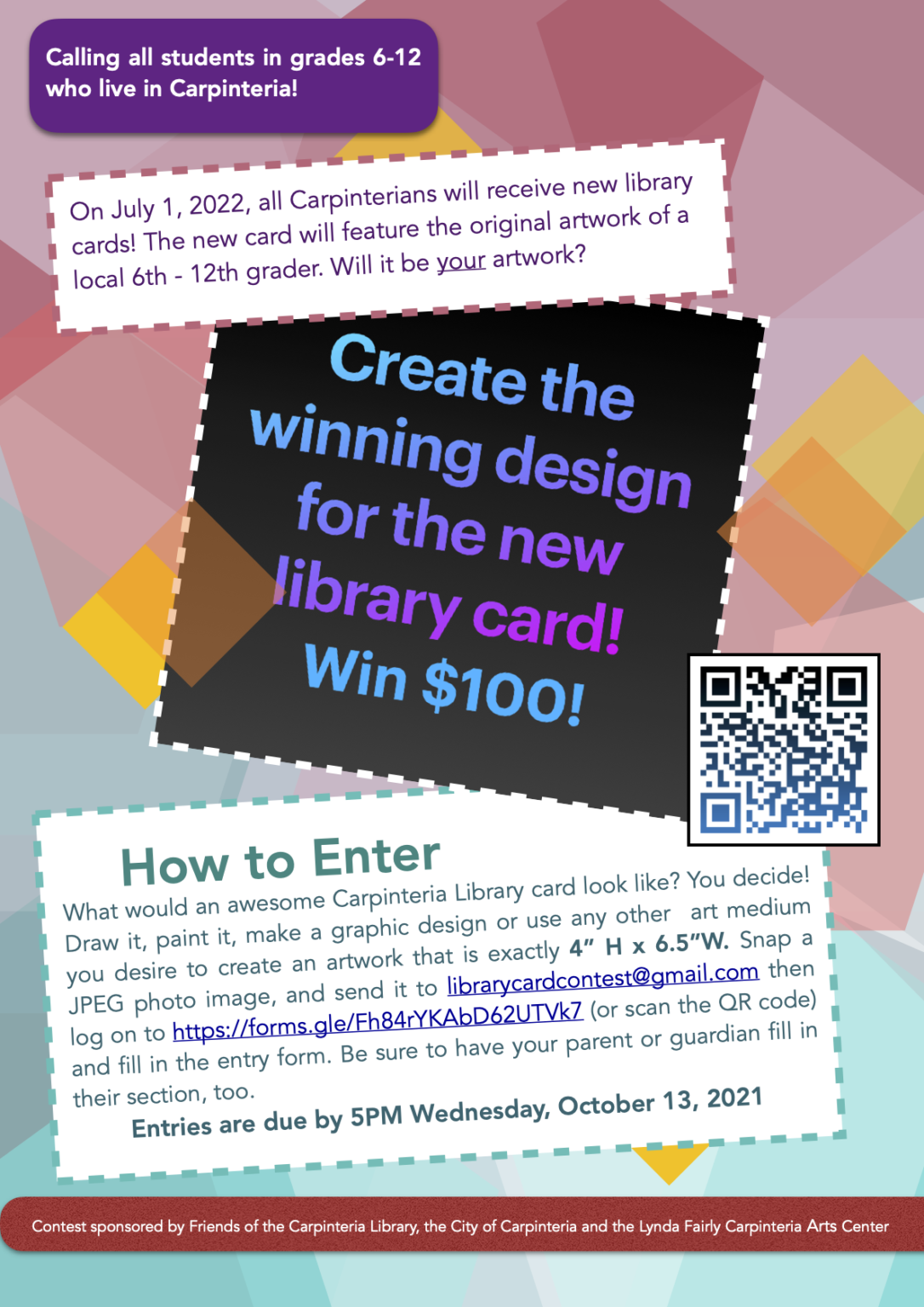 Students, Enter our Library Card Contest! - City of Carpinteria