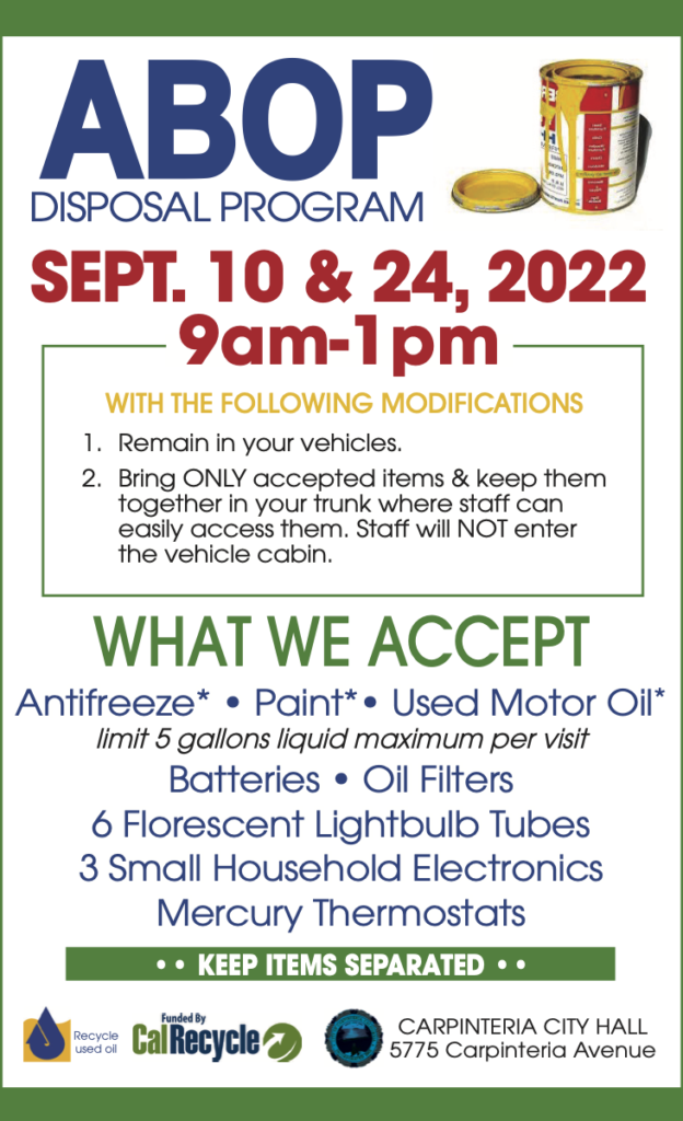 ABOP Disposal Program: Sept. 10 & 24 - City of Carpinteria